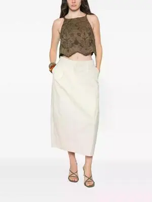 MOUTAKI Guipure Lace Cropped Blouse