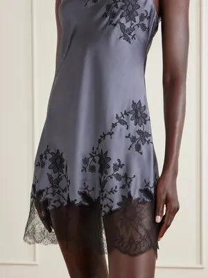 Carine Gilson Lace-embroidered Silk-satin Mini Dress