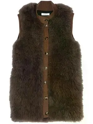 LISKA Sleeveless Cashmere Coat - Brown