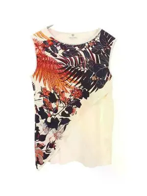 Hermès Floral-print Sleeveless Silk Tank Top - Neutrals