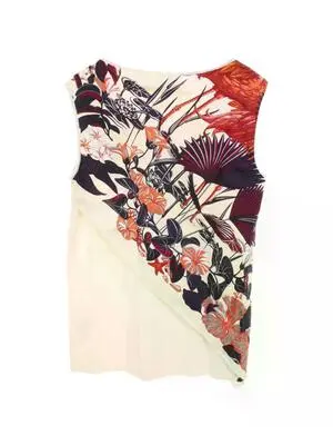 Hermès Sleeveless Floral Print Silk Tank Top