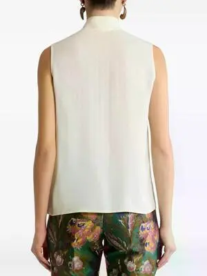 Etro Sleeveless Silk-blend Jacquard Top With Paisley Motif And Scarf Detail - Neutrals