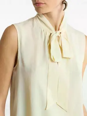 Etro Sleeveless Silk-blend Jacquard Top With Paisley Motif And Scarf Detail - Neutrals