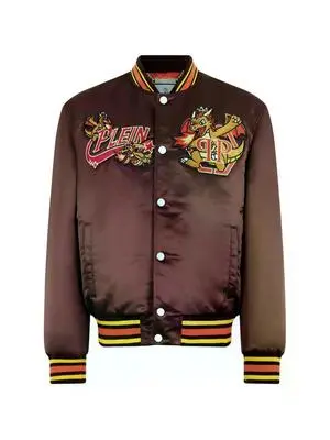 Philipp Plein Satin Bomber Dragon Stones Varsity Jacket