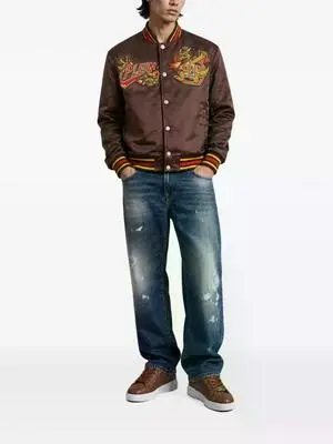 Philipp Plein Satin Bomber Dragon Stones Varsity Jacket