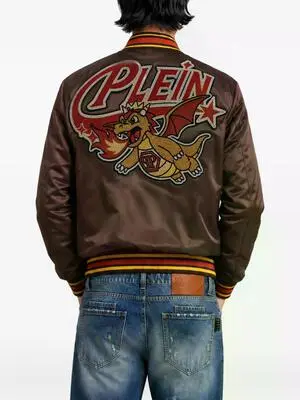 Philipp Plein Satin Bomber Dragon Stones Varsity Jacket