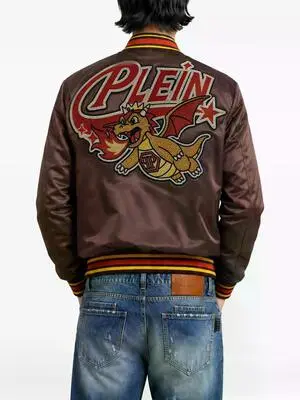 Philipp Plein Satin Bomber Dragon Stones Varsity Jacket