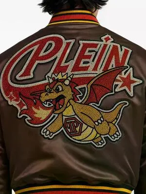 Philipp Plein Satin Bomber Dragon Stones Varsity Jacket