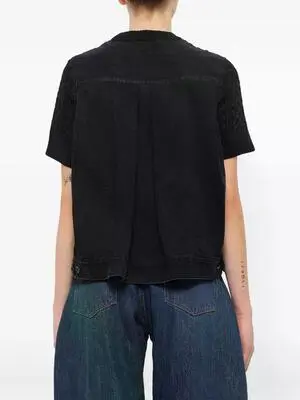 Sacai Cable-knit Hybrid-denim Sweater