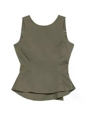 MOUTAKI Bow-detail Peplum Blouse - Green