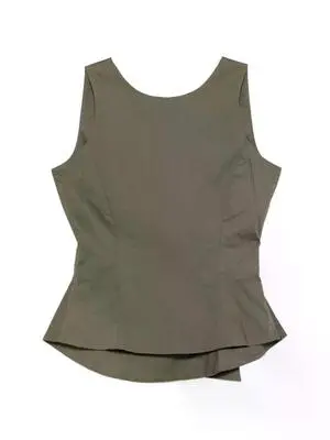 MOUTAKI Sleeveless Bow Detail Peplum Blouse - Green