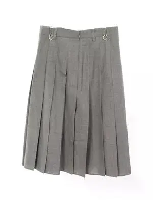 Prada 2000s Pleated Wool Midi Skirt