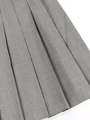 Prada 2000s Pleated Wool Midi Skirt