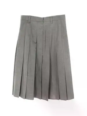 Prada Pleated Wool Midi Skirt - Grey