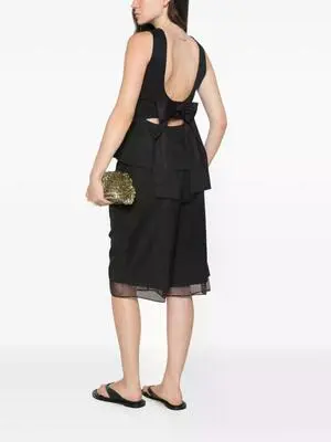 MOUTAKI Bow-detail Peplum Blouse - Black