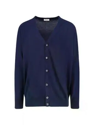 BRAMANI CASHMERE V-neck Button-up Cardigan - Blue