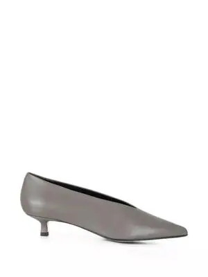 AeydĒ Clara Pointed-toe Leather Kitten-heel Pumps - Neutrals