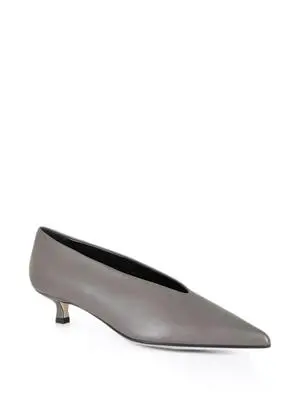 AeydĒ Clara Pointed-toe Leather Kitten-heel Pumps