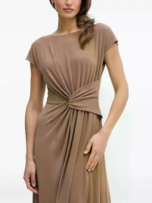 Joseph Ribkoff Twist Detail Cap Sleeve Midi Dress - Neutrals