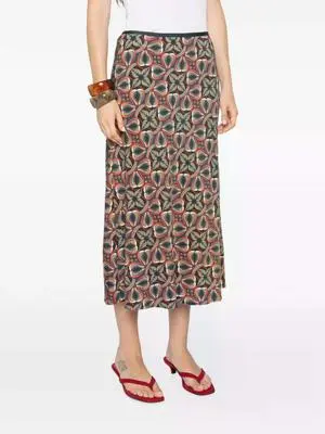 SIYU Geometric-print Midi Skirt