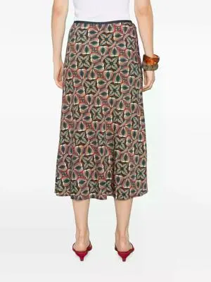 SIYU Geometric Print Midi Skirt