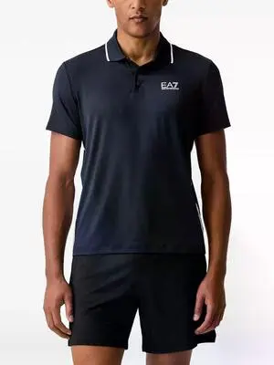 EA7 Logo-print Side-stripe Polo Shirt - Blue