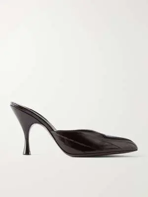 HERBERT LEVINE Textured-leather Pumps - Dark Brown