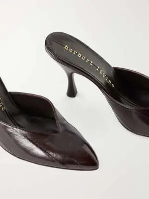 HERBERT LEVINE Textured-leather Pumps - Dark Brown