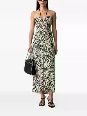 VICOLO Zebra-print Halterneck Maxi Dress