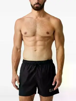 EA7 Logo-detail Swim Shorts - Black