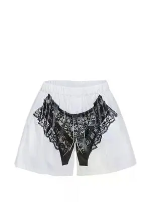Vaquera Trompe L'oeil Print Shorts - White