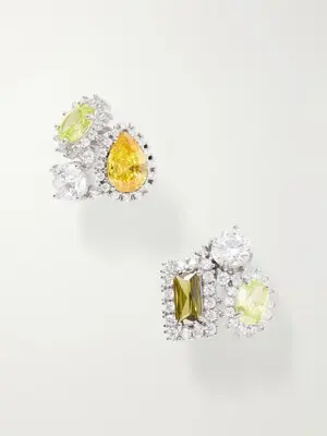 MAISON MARGIELA Embellished Silver-tone Cluster Earrings - Yellow