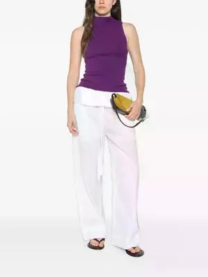 Eric Bompard Plain-knit Sleeveless Mock Neck Top