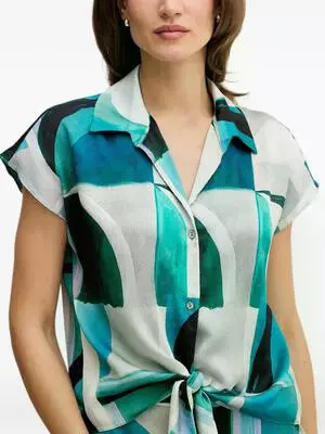 Joseph Ribkoff Abstract-print Tie-front Top