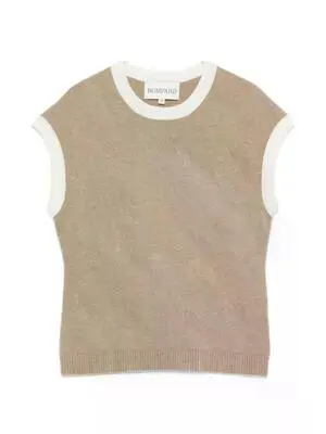Eric Bompard Contrast-trim Short-sleeve Vest - Neutrals