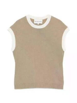 Eric Bompard Contrast Trim Short Sleeve Vest - Neutrals