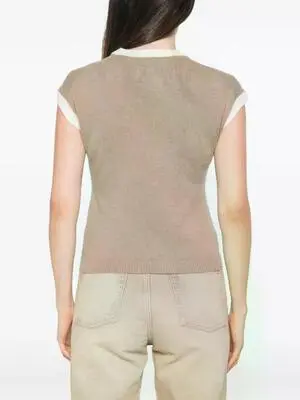 Eric Bompard Contrast Trim Short Sleeve Vest - Neutrals