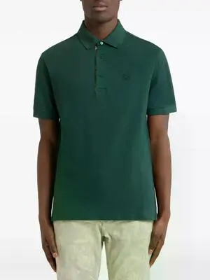 Etro Plain-coloured Cotton Polo Shirt With Printed Details