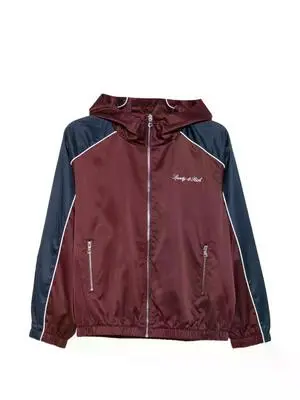 SPORTY & RICH Logo-embroidered Hooded Jacket - Red