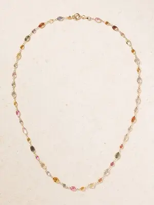 Jia Jia Chakra Beaded Necklace In 18k Yellow Gold And Sapphire