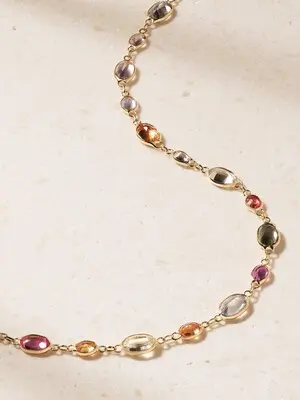 Jia Jia Chakra Beaded Necklace In 18k Yellow Gold And Sapphire