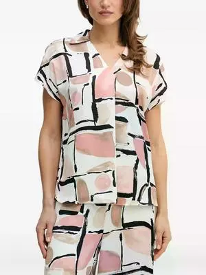 Joseph Ribkoff Abstract-print Short-sleeve Top - White
