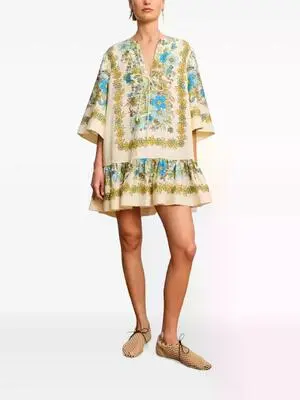 ALEMAIS Sophia Linen Mini Dress With Floral Print
