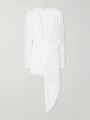 Christopher Esber Ripple Draped Jersey Mini Dress - White
