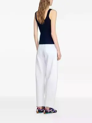 Sandro Ribbed-knit Contrast-placket Sweater