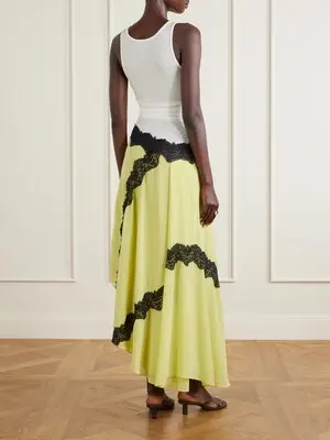 Christopher Esber Asymmetrical Lace-trimmed Ruched Stretch-jersey And Crepe Dress - Multi