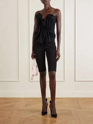 Magda Butrym Appliquéd Cropped Wool-blend Bustier Top