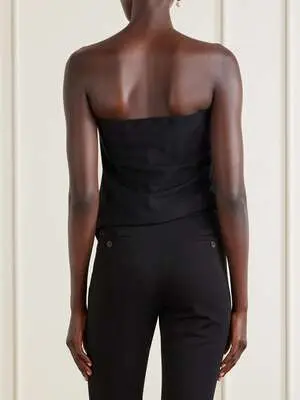 Magda Butrym Appliquéd Cropped Wool-blend Bustier Top