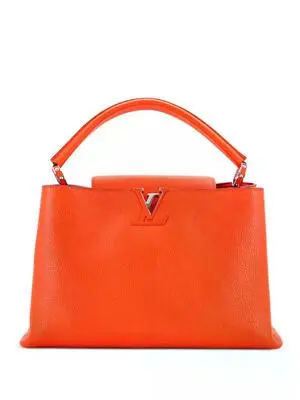 LOUIS VUITTON Capucines Leather Gm Satchel - Orange