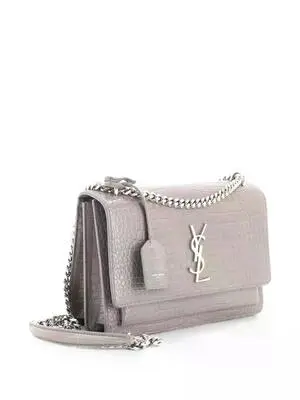 Saint Laurent Sunset Crocodile Embossed Leather Medium Crossbody Bag